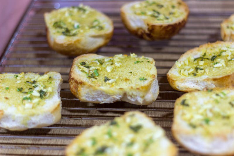 Tasty Homemade Garlic Bread from the Oven Stock Image - Image of herb ...