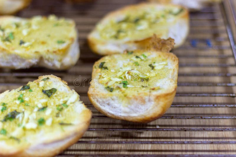 Tasty Homemade Garlic Bread from the Oven Stock Image - Image of ...