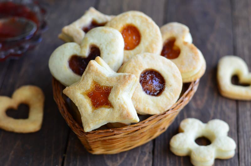 Tasty Jam Cookies of Different Shapes Stock Photo - Image of halloween ...