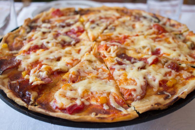 Tasty homemade pizza stock image. Image of tomato, dinner - 86456623