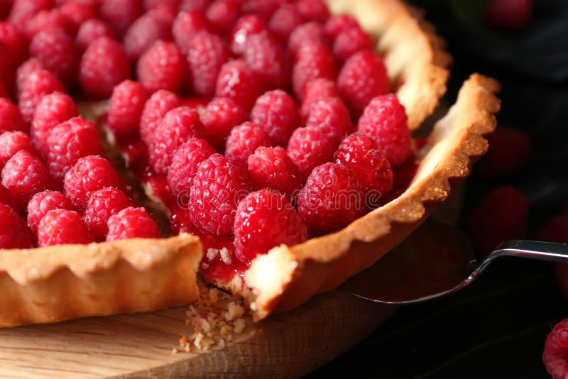 Tasty Homemade Raspberry Pie, Closeup Stock Image - Image of fruit ...