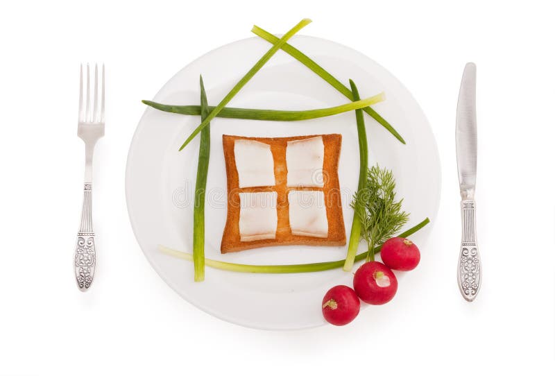 Tasty house with window stock image. Image of dish, fork - 13878907