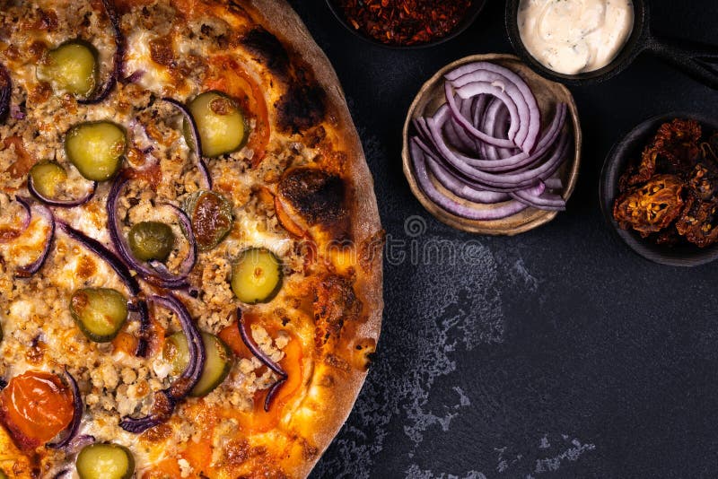 Tasty Italian Pizza. Top View of Hot Italian Pizza Stock Photo - Image ...