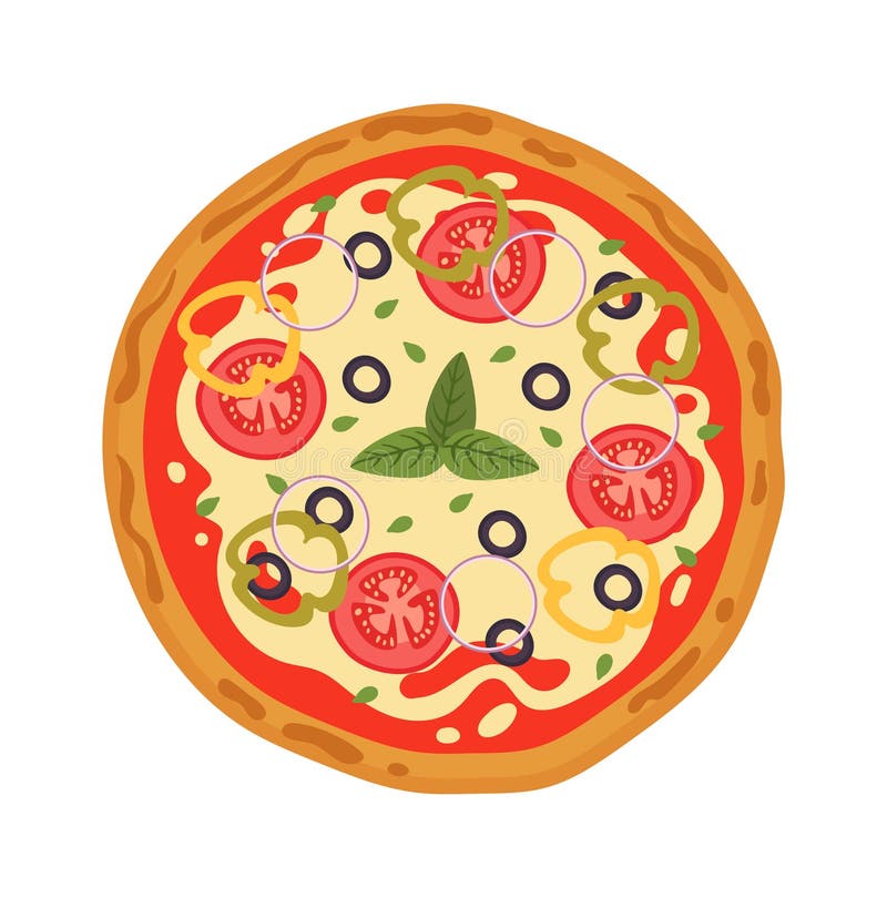 Tasty Italian Pizza Flat Illustration Stock Vector - Illustration of ...