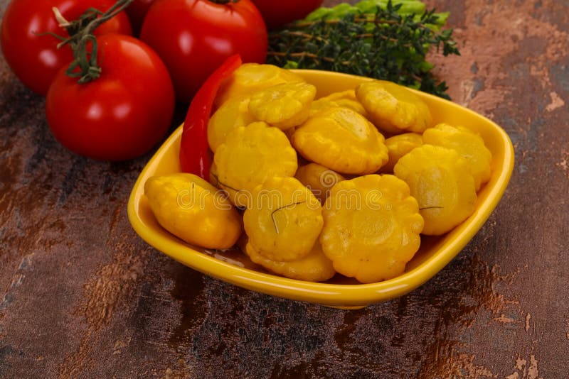 Tasty marinated patisson stock image. Image of cooking - 151768283