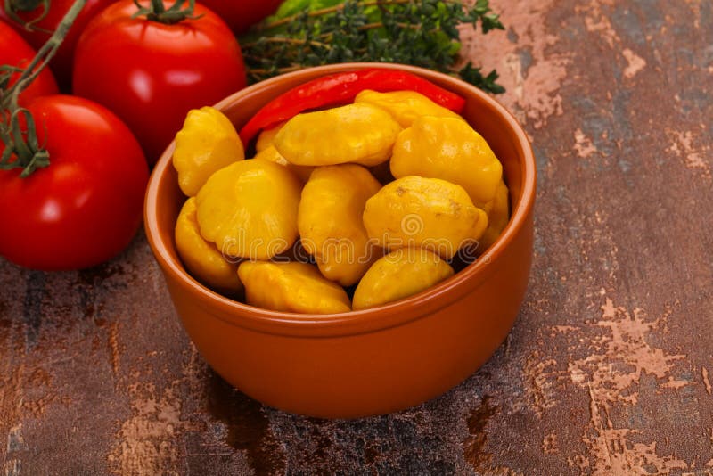 Tasty marinated patisson stock photo. Image of patisson - 154064128