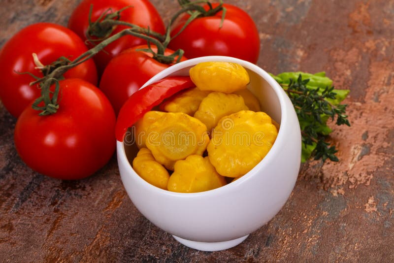 Tasty marinated patisson stock image. Image of cooking - 182980163