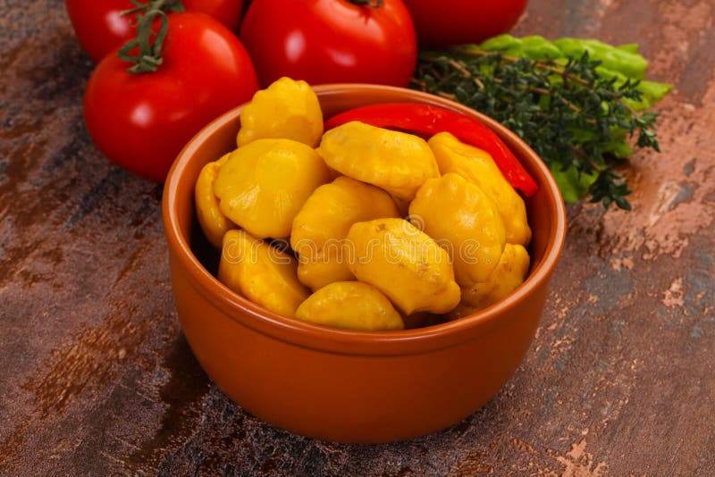 Tasty marinated patisson stock image. Image of marinated - 199753277