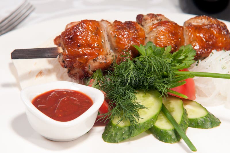 Tasty meat in a dish stock image. Image of appetizer - 32915203