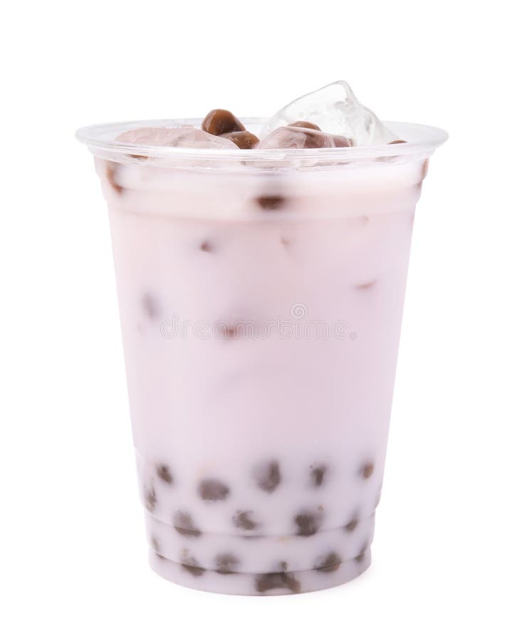 Tasty Milk Bubble Tea in Plastic Cup Isolated on White Stock Photo ...