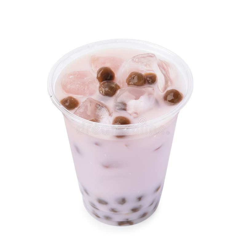 Tasty Milk Bubble Tea in Plastic Cup Isolated on White Stock Image ...