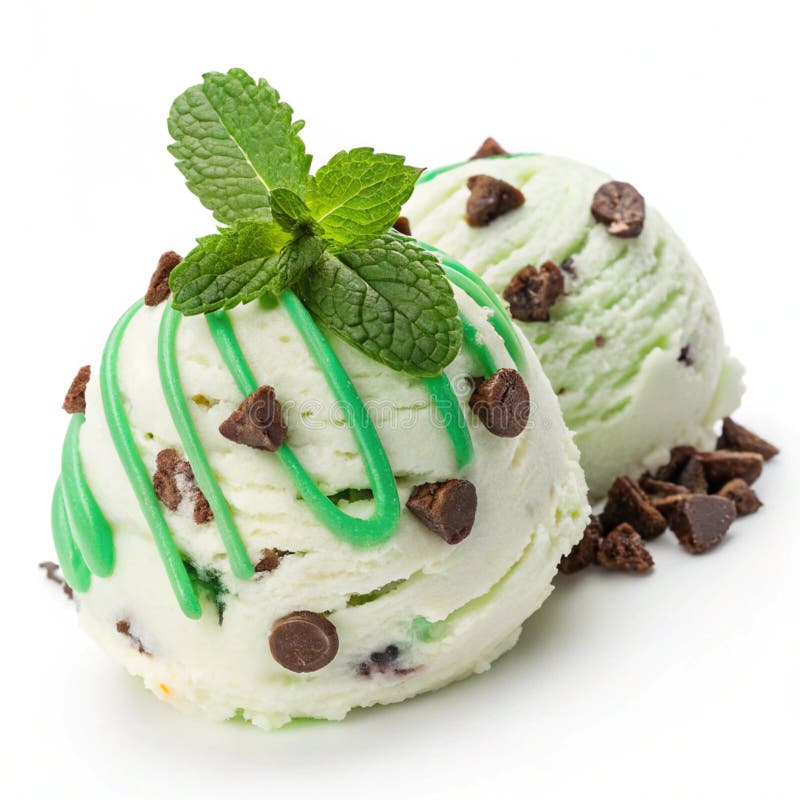 Tasty Mint Chocolate Chip Isolated on White Background Stock ...