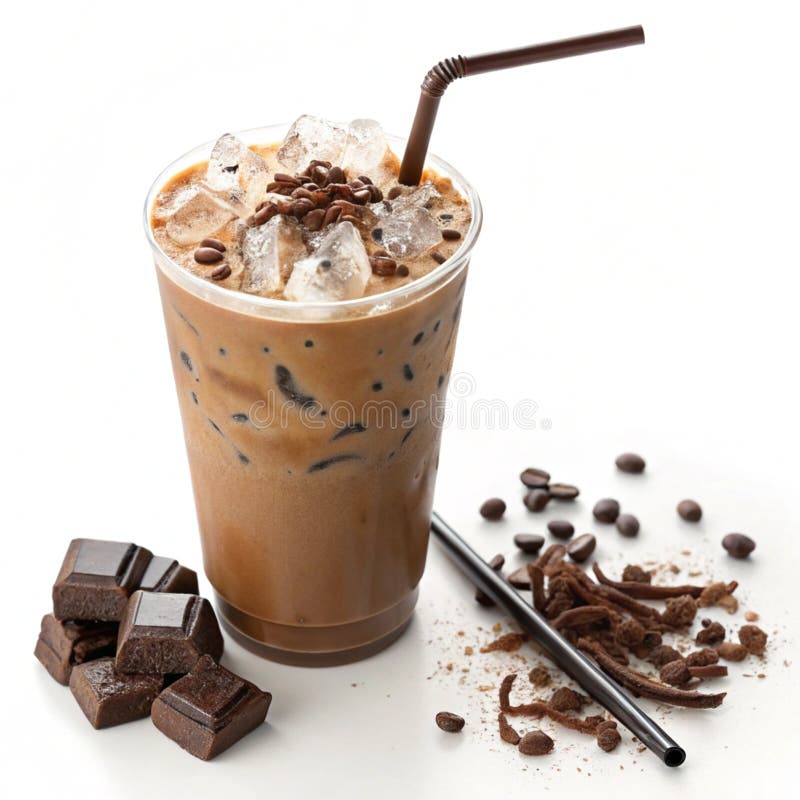 Tasty Mocha Iced Coffee Isolated on Transparent Background Stock ...