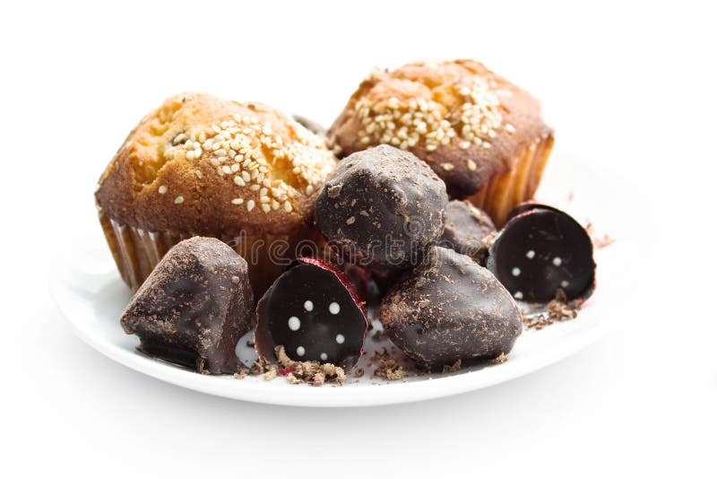 Tasty Muffin, Chocolate Sweet Cone And Truffle Picture. Image: 16208945