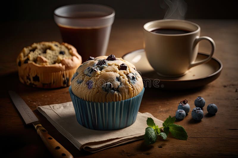 Tasty Muffin with Coffee. Illustration Generative AI Stock Illustration ...