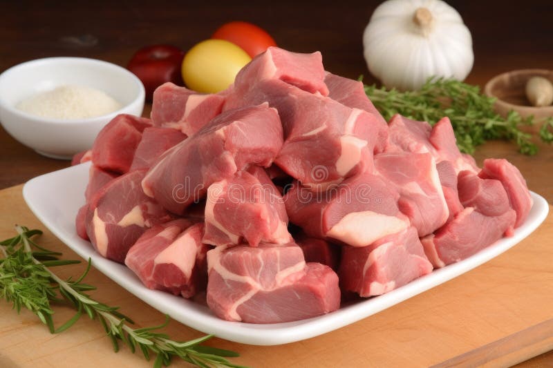 Tasty Mutton Pieces in a Plate Generative AI Stock Illustration ...