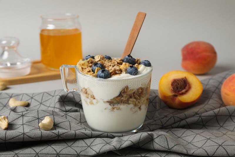 Tasty and Nutritious Breakfast Concept - Muesli with Yogurt Stock Photo ...