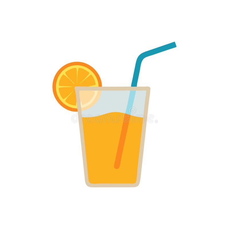 Tasty Orange Juice with Straw for Refreshment Stock Vector ...