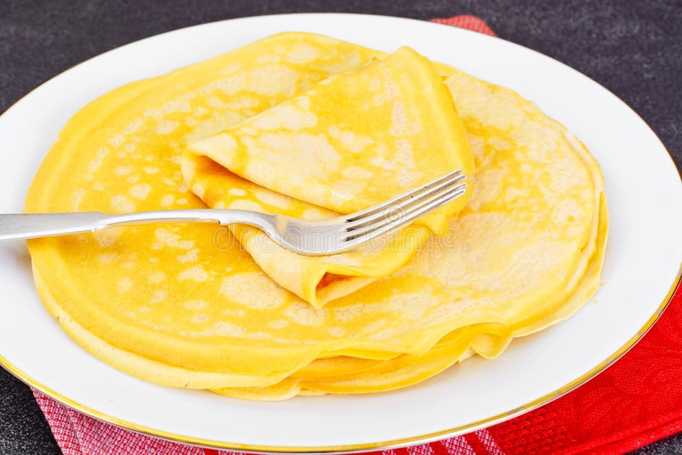 Tasty Pancakes Stack with Butter Stock Photo - Image of garnish ...