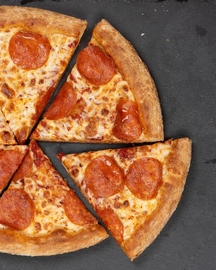 Tasty Pepperoni Pizza. Top View Stock Photo - Image of concrete, cheese ...