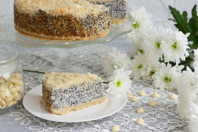 Tasty German Pie with Poppy Seeds and Chocolate Stock Photo - Image of ...
