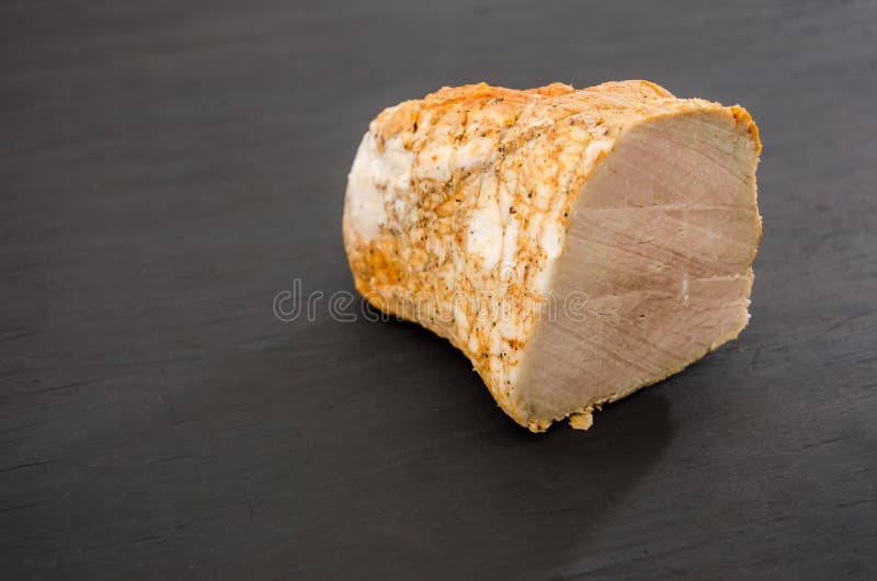 Tasty Piece of Ham on a Black Background. Stock Photo - Image of ...