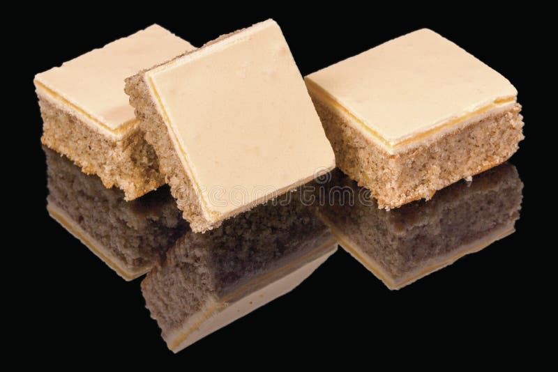 Tasty Pieces of Classic Walnut Cake Agnes with Reflection Stock Photo ...