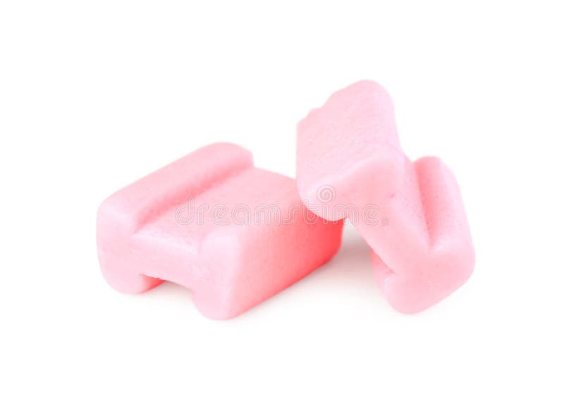 Tasty Pink Chewing Gums Isolated on White Stock Image - Image of chewy ...