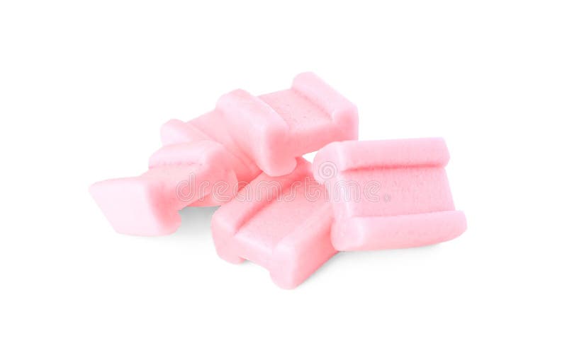 Tasty Pink Chewing Gums Isolated on White Stock Photo - Image of bright ...