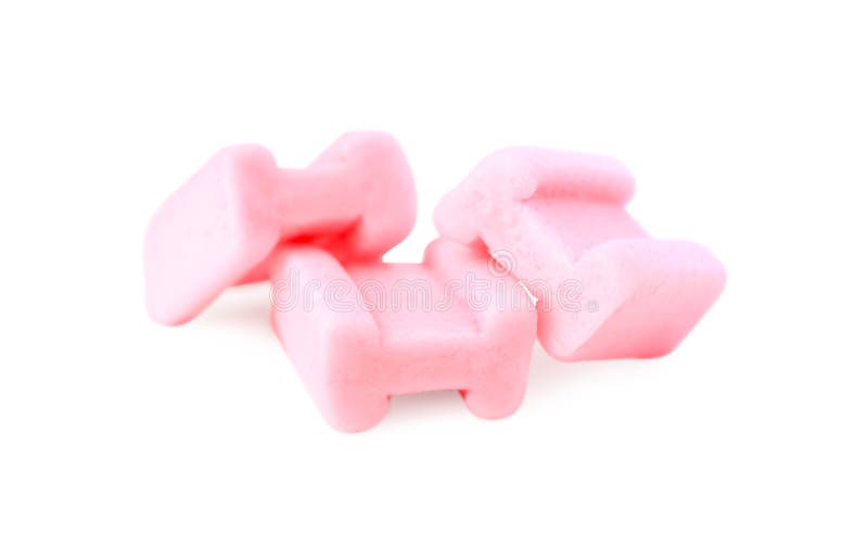 Tasty Pink Chewing Gums Isolated on White Stock Photo - Image of chewy ...