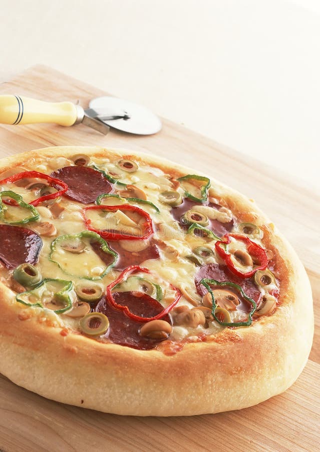 Pizza. stock photo. Image of food, pepperoni, dough, slice - 7622044