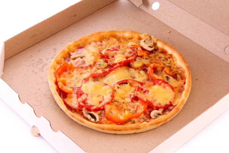 Tasty Pizza in Box Isolated Stock Photo - Image of fast, bake: 11383036