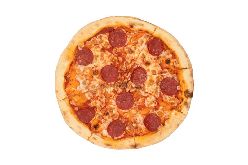 Tasty Pizza Isolated on a White Background. Sliced Pizza Overhead View ...