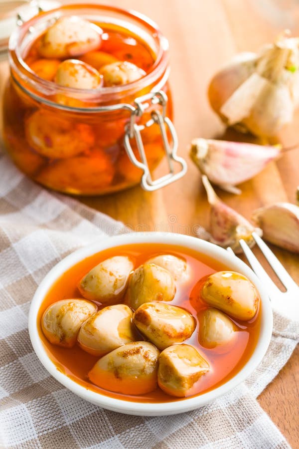 Tasty preserved garlic. stock photo. Image of ingredient - 110021148