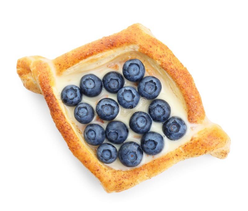Tasty Puff Pastry Blueberries Isolated White Top View Stock Photos ...