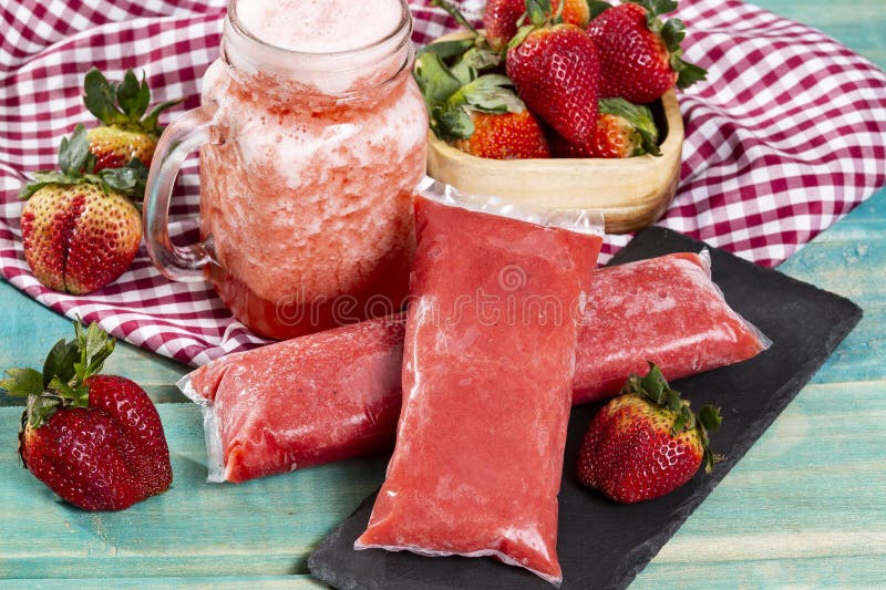 Tasty Pulp of Fruit Frozen Pulp of Strawberry Stock Image - Image of ...