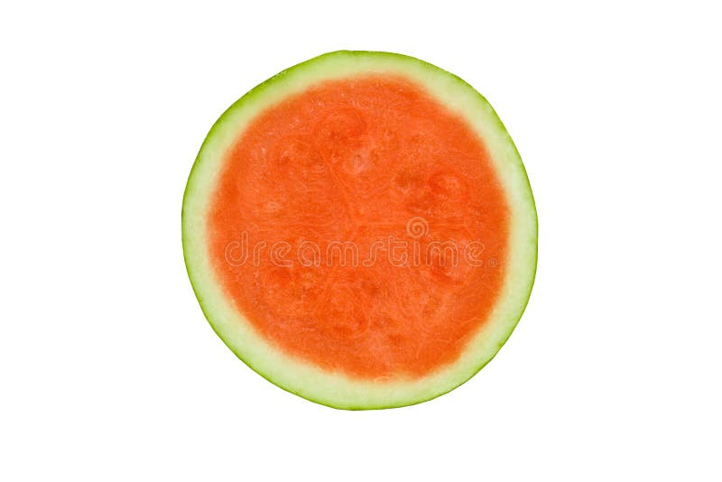 Tasty Round Slice of Watermelon Isolated on White Stock Photo - Image ...