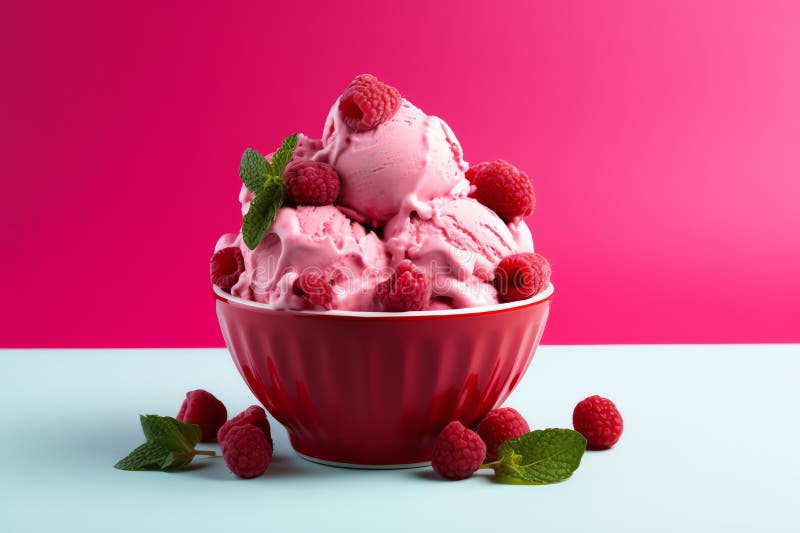 Tasty Raspberry Ice Cream Tasty Dessert Background Stock Illustration ...