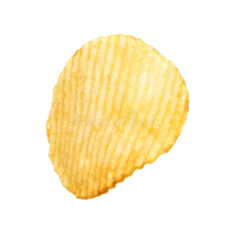 Ridged Crispy Potato Chips Falling into Heap on White Background Stock ...