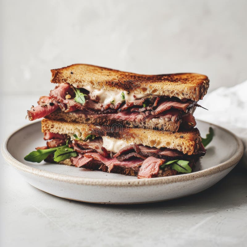 Tasty Roast Beef Sandwich with White Background Stock Photo - Image of ...