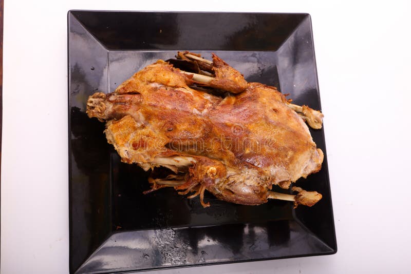 Roasted Duck on a Plate stock photo. Image of herb, delicious - 117913650