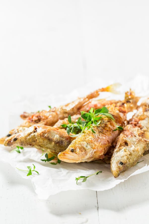Tasty Roasted Smelt Fish with Salt and Herbs Stock Image - Image of ...