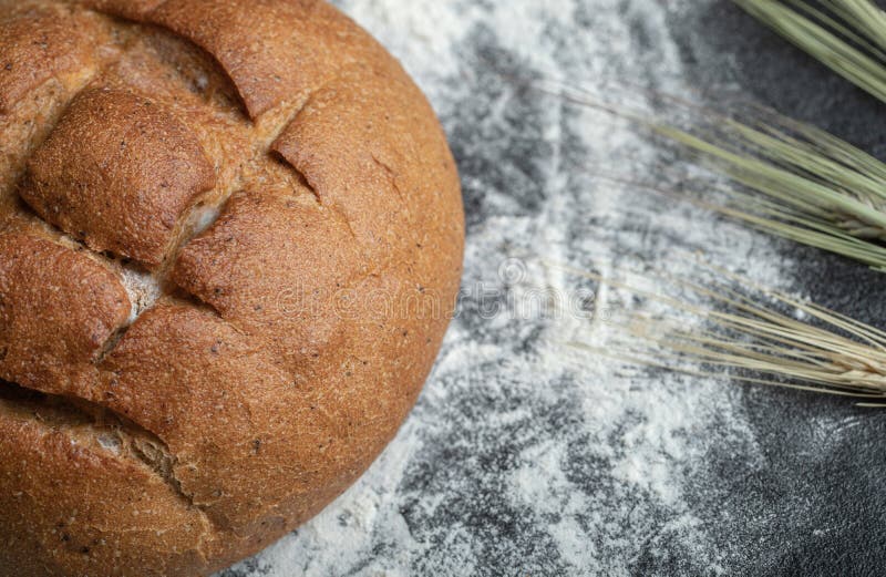 Tasty Round Rye Bread .close Up Photo Stock Image - Image of breakfast ...