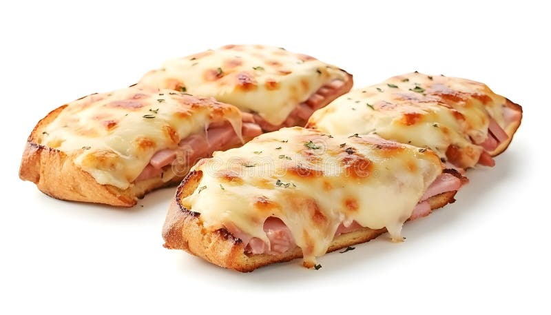 Tasty Sandwiches with Ham and Melted Cheese Isolated on White Stock ...