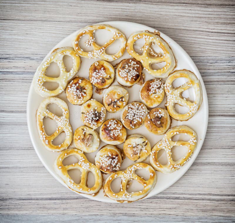 Tasty Sesame Pastries on the Plate, Food Theme Stock Image - Image of ...
