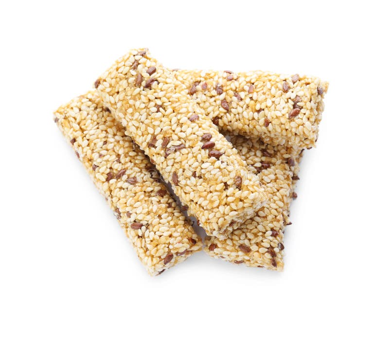 Tasty Sesame Seed Bars Isolated on White Stock Photo - Image of gourmet ...