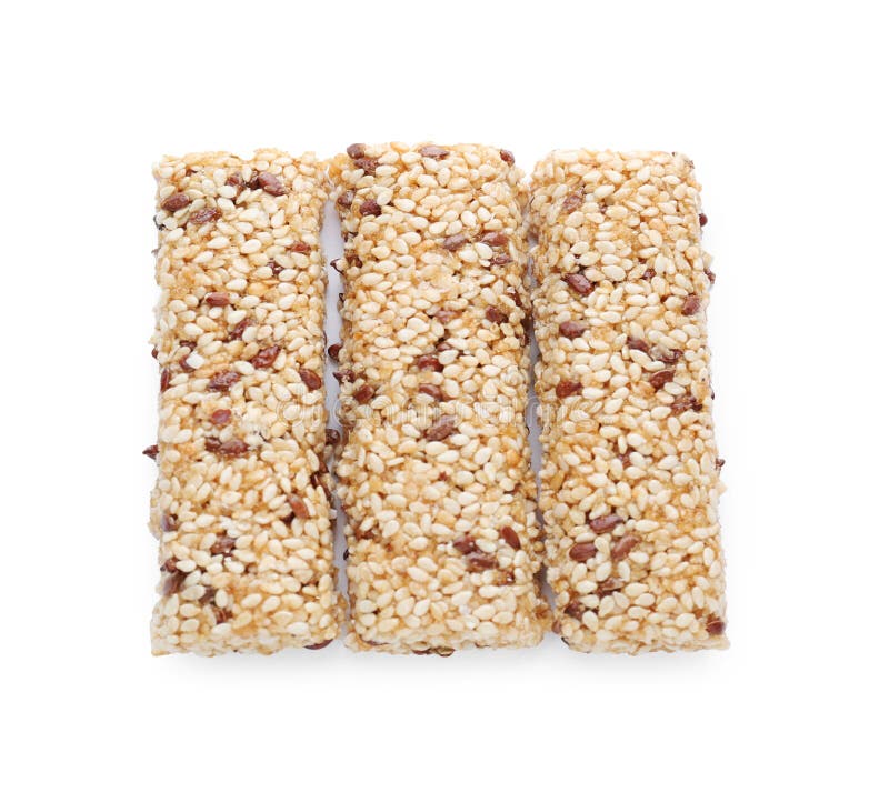 Tasty Sesame Seed Bars Isolated on White Stock Photo - Image of energy ...