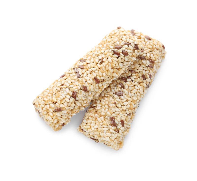 Tasty Sesame Seed Bars Isolated on White Stock Image - Image of healthy ...