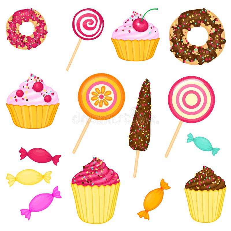 Set of sweets icons stock vector. Illustration of cake - 20050534