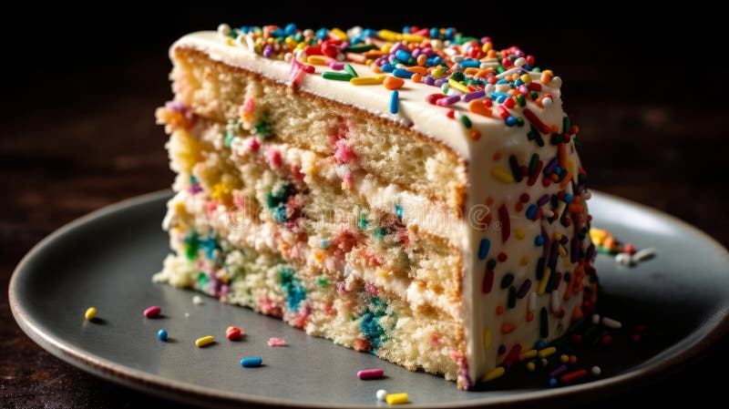 A Tasty Slice of a Funfetti Cake Ai, Ai Generative, Illustration Stock ...